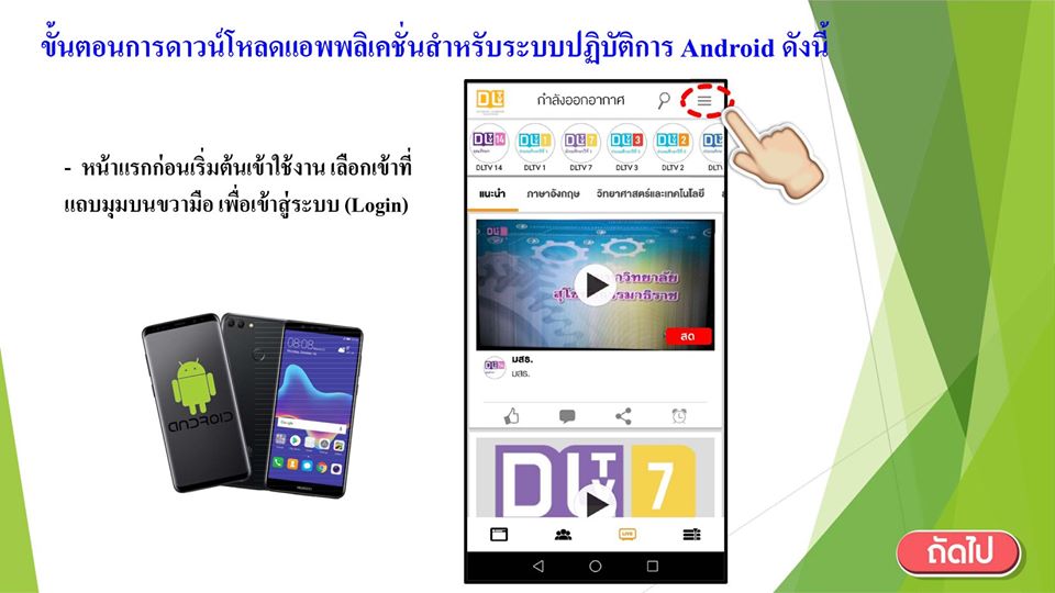 คู่มือการติดตั้งและใช้งาน Application DLTV สำหรับการเรียนผ่านสมาร์ทโฟน ...